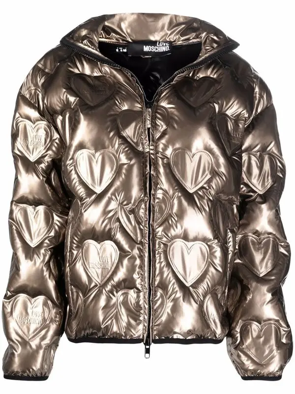 Moschino Quilted-Heart Jacket In F09 - Brown - 50% Off | Editorialist